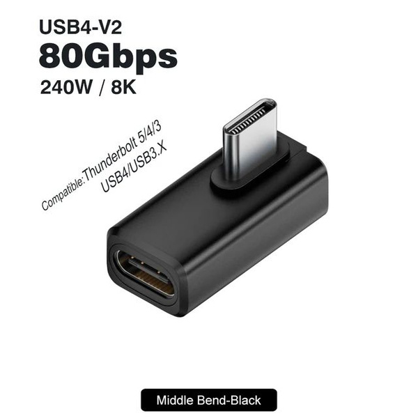 Угловой переходник PALMEXX USBC(f)-USBC(m), USB4 v2.0, 8K@60Hz, 80Gbps ...