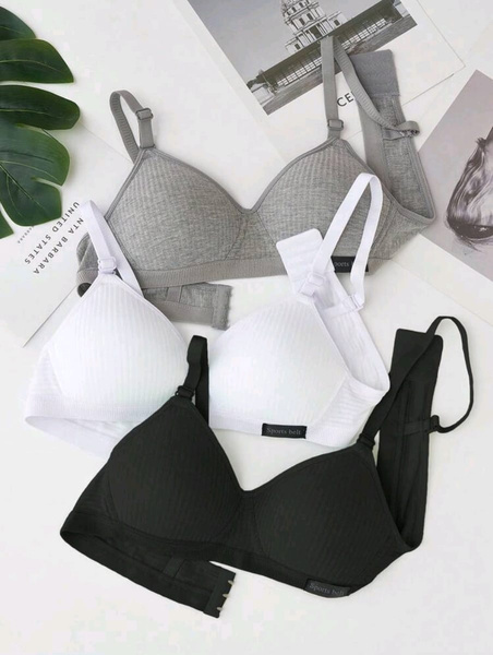 Бюстгальтер Девочки, размер 80A, 80B белый, черный Повседневный Лампасы впитывает влагу, со ...