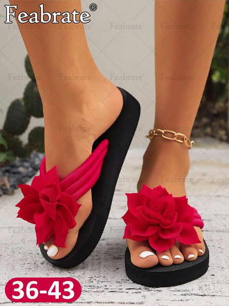 Сланцы Женский Feabrate, размер 39 EVA Толстая подошва, Круглый нос R (средняя) Без застёжки ...