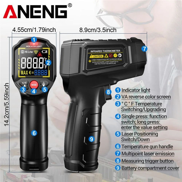 Пирометр (бесконтактный термометр) ANENG TH203 купить на OZON по низкой ...