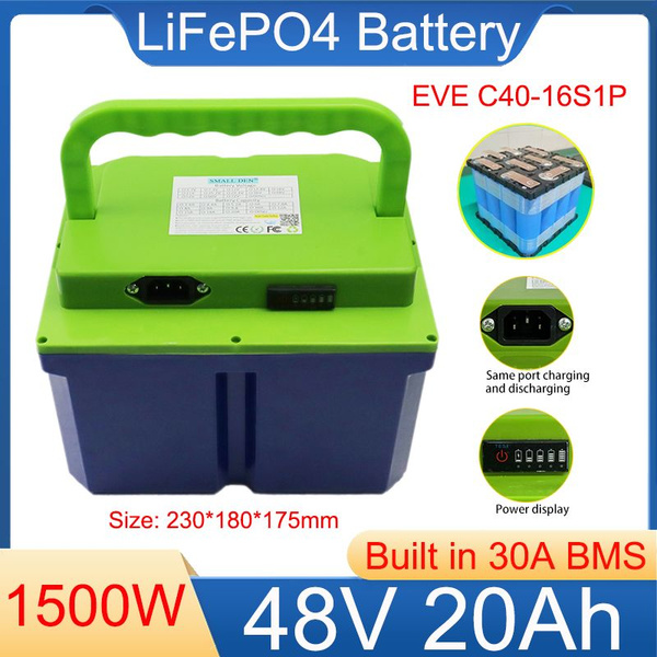 Новый аккумулятор 48V 20Ah LifePo4 EVE C40, содержащий 16S1P фосфат железа лития, 1500W для ...