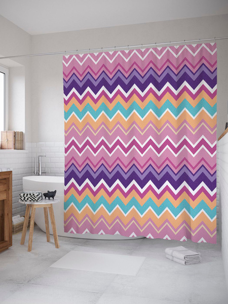 Штора для ванной 200x180 см JoyArty звезды, небо, планеты, квадрат, скандинавия, фигуры ...