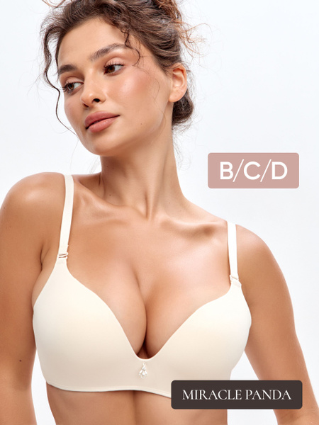 Бюстгальтер Женский MIRACLE PANDA бесшовный, размер 95D бежевый Полиамид, Полиуретан ...