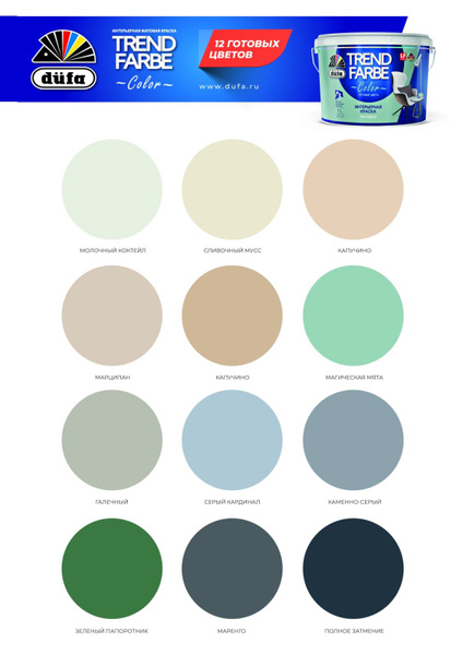 Краска для стен и потолков Dufa Trend Farbe Color матовая (2,5л ...