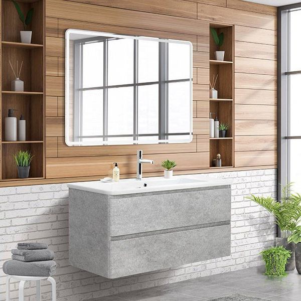 Мебель для ванной комнаты BelBagno Albano-Cer 105 подвесная, cemento ...