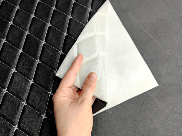 Самоклеящаяся Стеганая Экокожа Dakota - Черный Ромб - Белая нитка ...