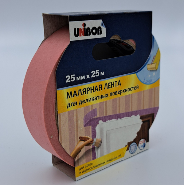 Малярная лента для деликатных поверхностей UNIBOB 25мм х25 м розовая ...