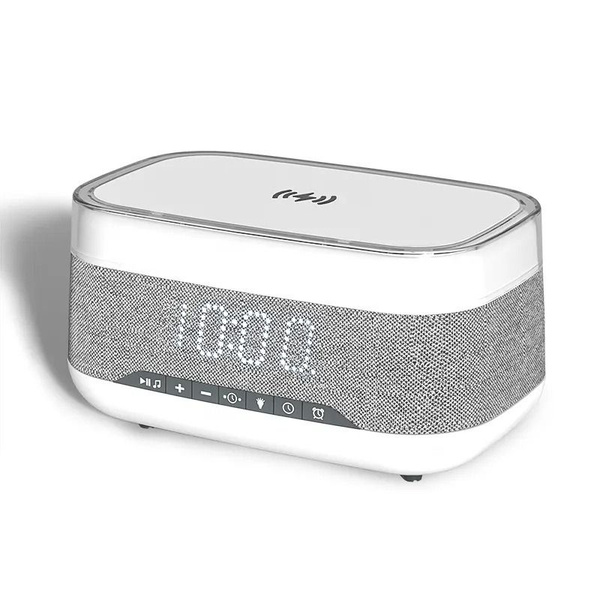 Беспроводная зарядка Bluetooth-динамик Светодиодные часы Будильник ...