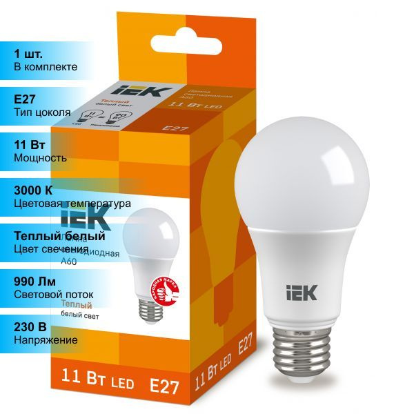 Светодиодная Лампочка IEK E27 Груша 990 Лм 3000 К - купить в интернет ...