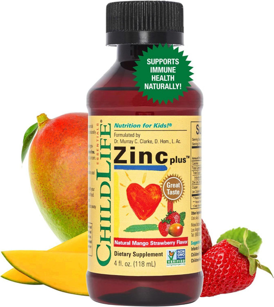 ChildLife Zinc Plus 118 ml Natural Mango Strawberry Flavor / Цинк Плюс ...