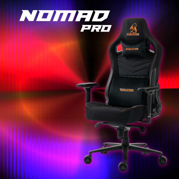Игровое компьютерное кресло EVOLUTION NOMAD PRO Black/Orange, тканевое ...