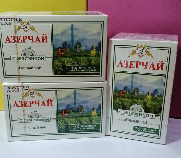 чай зеленый Азерчай с жасмином 3шт*25 пак(09.26)№3 - купить с доставкой ...