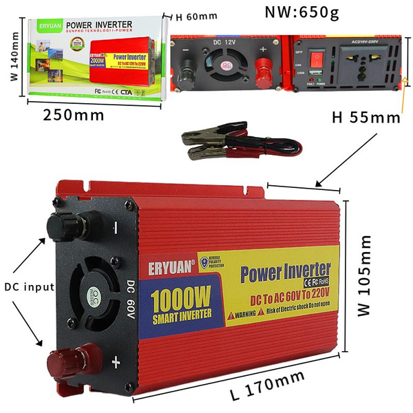 Интвертор автомобильный ERYUAN 1000W,1500W, 2000W купить по выгодной цене в интернет-магазине ...