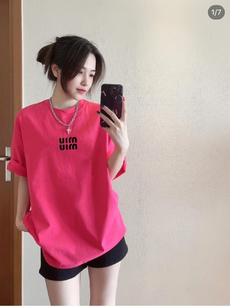 Футболка Miu Miu размер 46 цвет темно розовый хлопок 100 купить по выгодной цене в