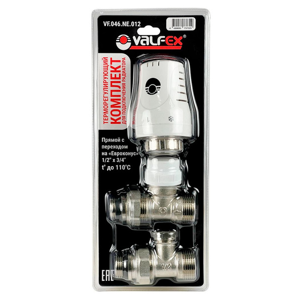 Комплект терморегулирующий прямой Valfex 1/2x3/4 евроконус - купить в интернет-магазине OZON по ...