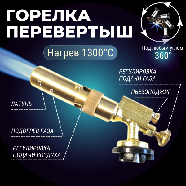 Газовая горелка с пьезоподжигом Латунь Перевертыш / Туристическая ...