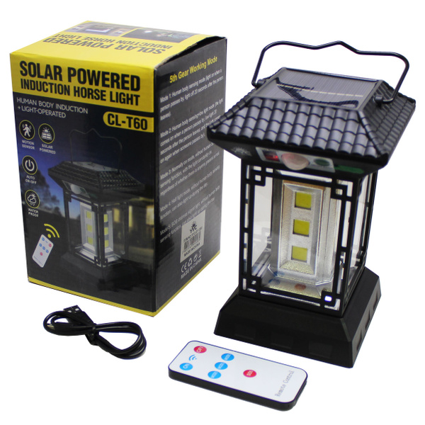 Отличный кемпингово/дачный фонарь в стиле Ретро c солнечной батареей, пультом ДУ, датчиком ...