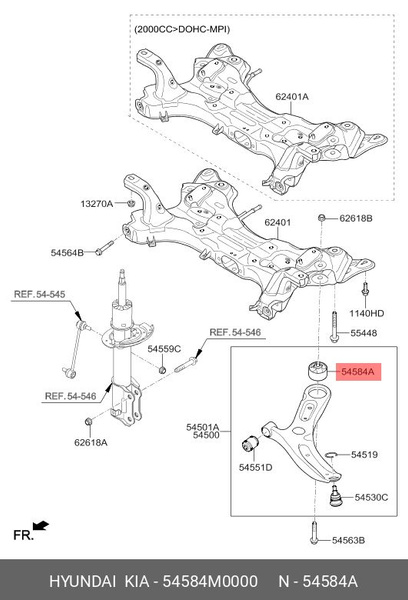 Сайлентблок рычага подвески перед прав Hyundai-KIA 54584 M0000 купить c ...