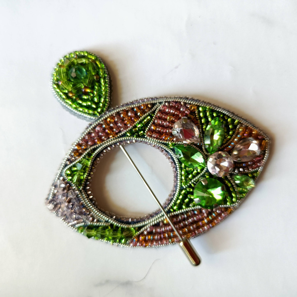 Брошь-фибула. Брошь ручной работы. Аксессуар, авторское украшение от ...