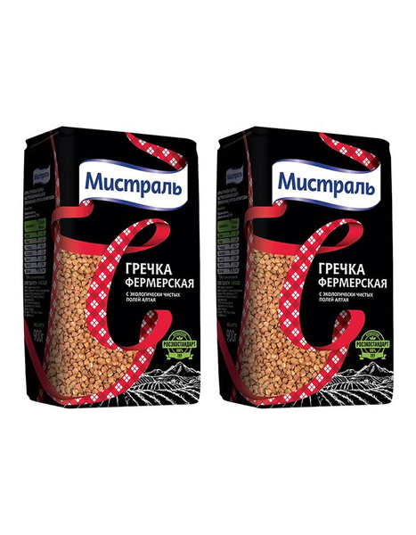Крупа гречневая Мистраль Фермерская ядрица, 2 уп по 900 гр - купить с ...