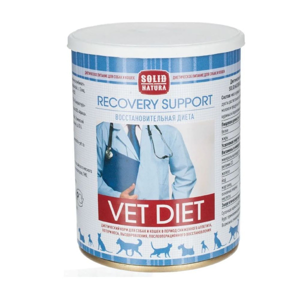 Solid Natura Корм консервированный VET Recovery Support для собак и кошек, 340г - купить с ...