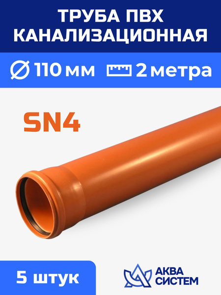Труба ПВХ 110 мм канализационная 2 (м), SN4, (5 шт.) - купить с ...