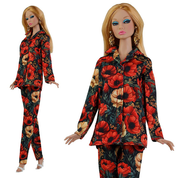 Одежда для куклы 29 см барби Пижама "Куколкины сны" цвета "Алые маки ...