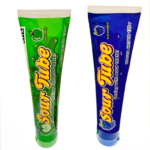 Жидкая карамель кислые конфеты Sour Tube со вкусами малины и яблока Cry ...