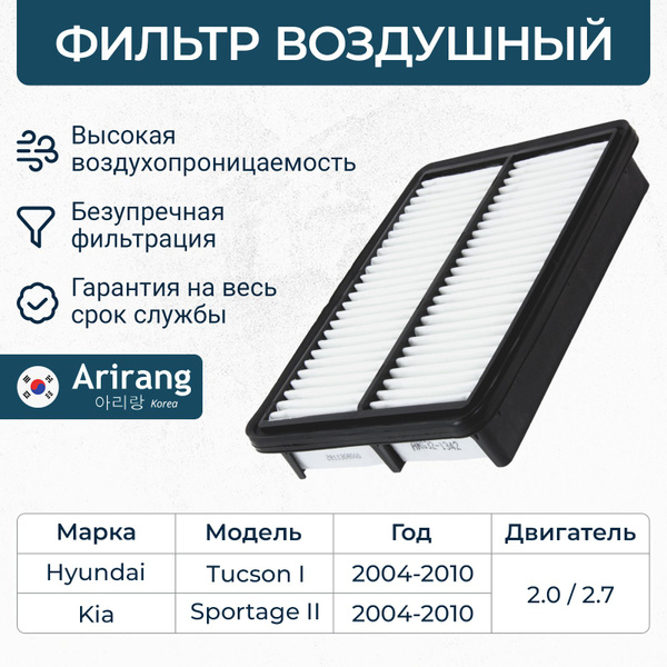 Воздушный фильтр для Hyundai Tucson, Kia Sportage 2 / OEM 2811308000 ...
