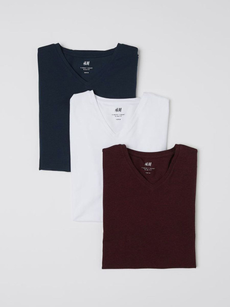 Комплект футболок H&M, размер 44, цвет темно-красный, хлопок 95%, спандекс 5% - купить по ...