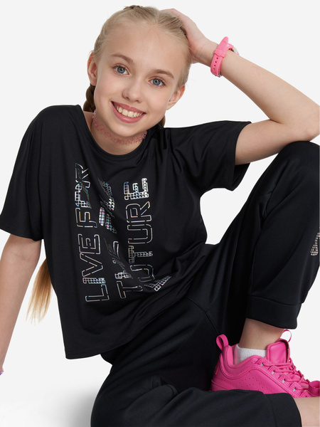 Футболка Девочки Fila черный, размер 158, 164 Полиэстер, Эластан Спортивный Вьетнам Бег купить c ...