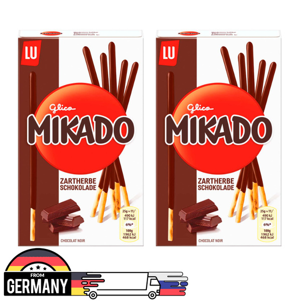 Бисквитные палочки Mikado в темной шоколадной глазкри 2 упаковки 75г ...