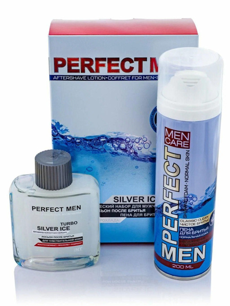 Набор средств для бритья Men Perfect "Turbo", Silver Ice, Лосьон 100 мл ...