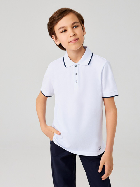 Поло Acoola, размер 122, цвет белый, синий, хлопок 100% - купить по выгодной цене в интернет ...