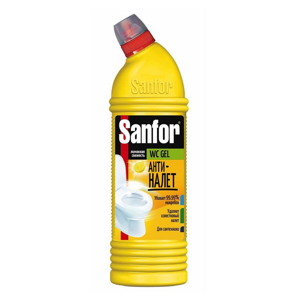 Чистящее средство Sanfor WC Gel, антиналет, лимонная свежесть 1л - купить с доставкой по ...