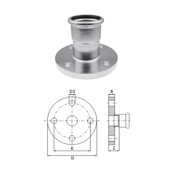 Переход фланец-муфта KAN-therm 54 нерж. сталь Therm Inox. Art ...