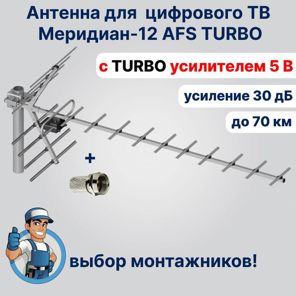 Антенна для цифрового тв уличная, для телевизора, с усилителем ...