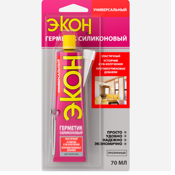 Силиконовый Герметик ЭКОН, Универсальная, прозрачный - купить по низким ...