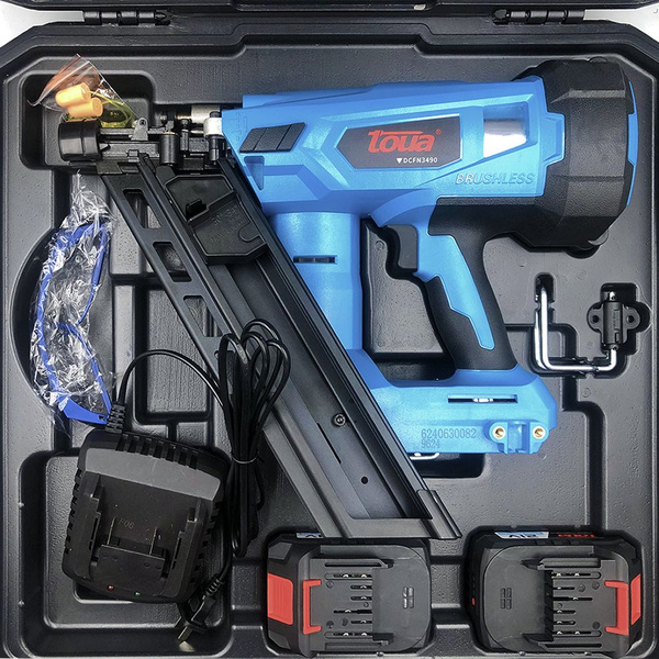 Аккумуляторный Монтажный гвоздезабивной пистолет по дереву TOUA DCFN3490, 2 аккумулятора купить ...