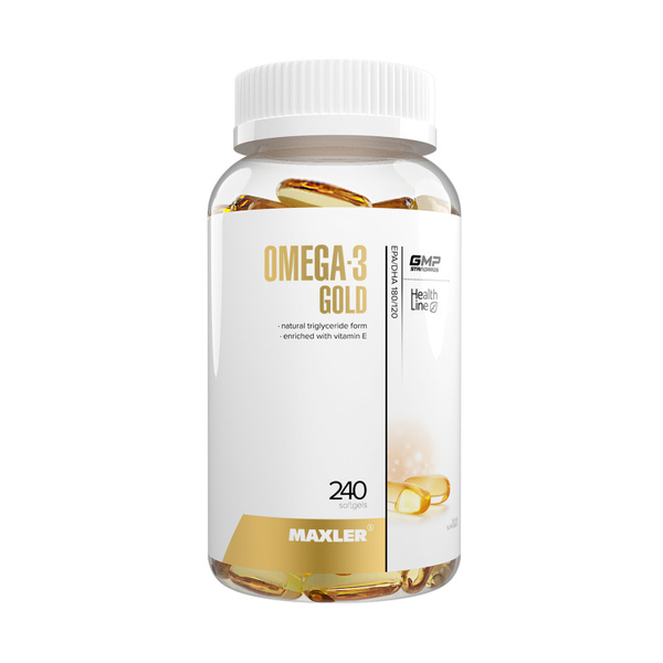 Жирные кислоты Омега-3 ГОЛД капсулы гелевые Maxler Omega-3 Gold 240 шт ...