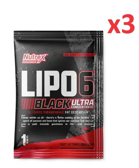 3 Упаковки! Nutrex Пробник Lipo 6 Ultra Concentrate 1 cap Жиросжигатели ...