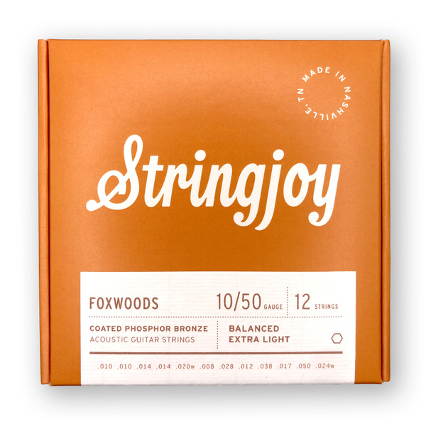 Cтруны для акустической гитары Stringjoy Foxwoods 12 String Extra Light Gauge Coated Phosphor ...