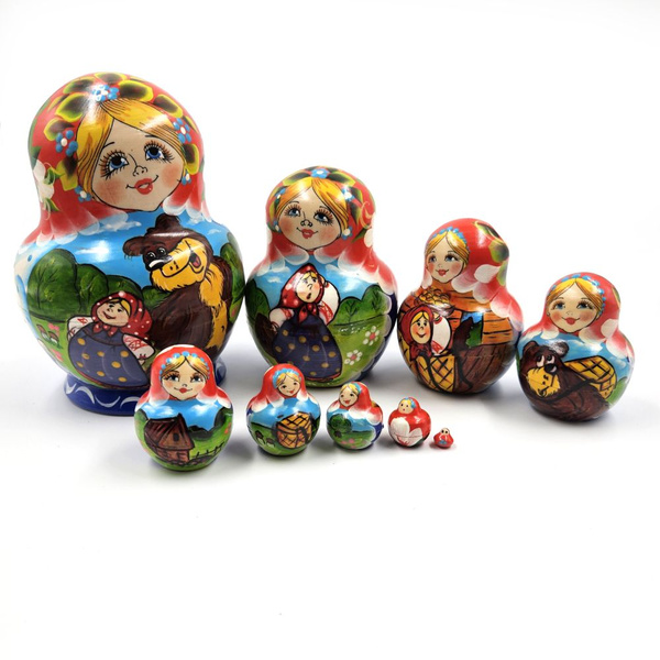 Матрешка "Маша и медведь" (9 мест, 14 см) - купить по выгодной цене в ...