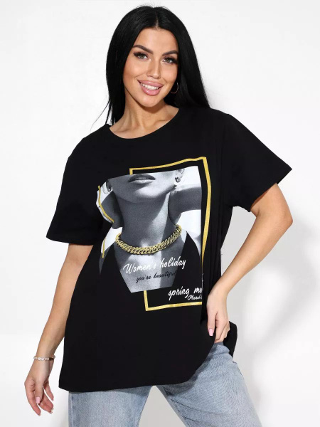 Футболка Seffo, размер 66, цвет черный графит, белый, 100% хлопок ...