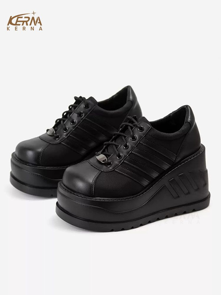 Ботинки Женский KERNA черный, размер 39 На любой сезон 6 Шнурки Танкетка США купить c доставкой ...