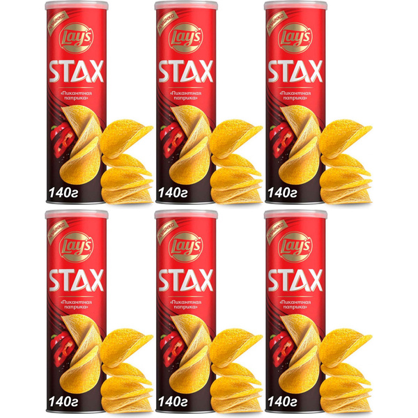 Характеристики Чипсы картофельные Lay's Stax паприка 140 г, набор: 6 штук подробное описание ...
