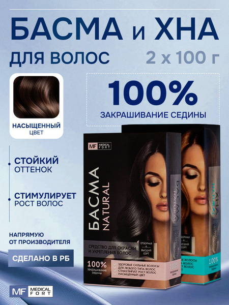 Medicalfort Набор Басма + Хна индийская натуральная для волос - купить ...