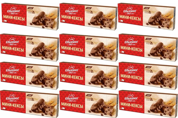 Мини-кексы юбилейное с кусочками темного шоколада и с какао 140г, 12 шт ...