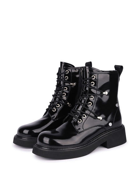 Ботинки Женский Instreet черный, размер 39 Демисезон 6 Шнурки, Молния Толстый каблук Россия ...