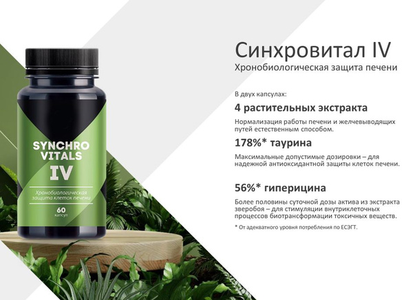 Хронобиологическая защита печени - Синхровитал IV, 60 капсул купить на ...
